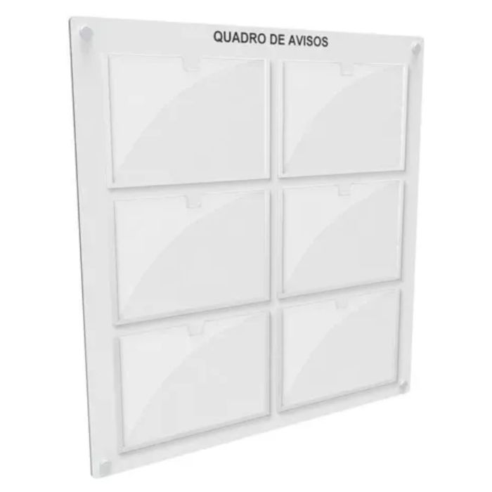 Quadro de avisos 6 A4 em acrílico Horizontal – Acrílicos Mais ...